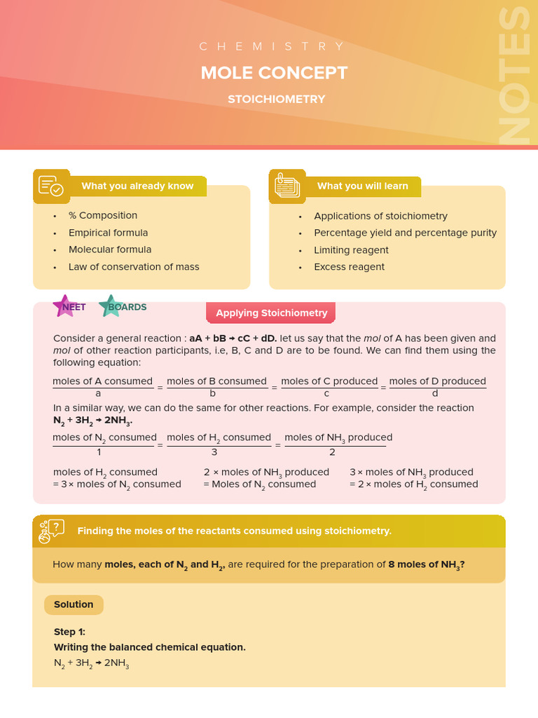 Class-11th Chemistry Byjus Topicwise Notes CH 1 - Stoichiometry | PDF ...