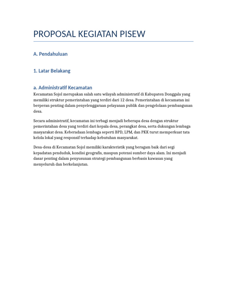 Proposal PISEW Sojol | PDF