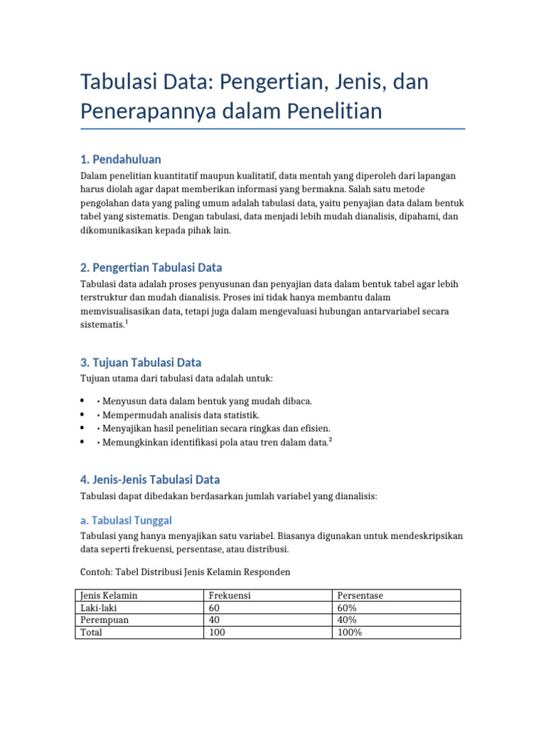 Tabulasi Data | PDF