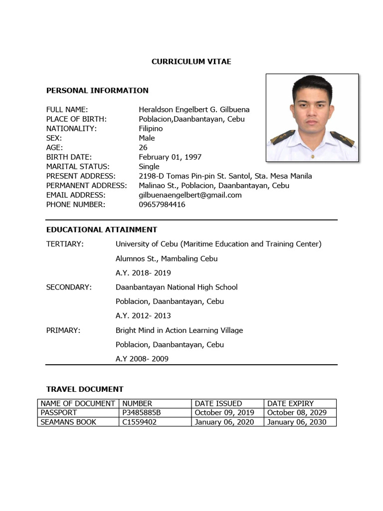 Updated Curriculum Vitae-Gilbuena, Heraldson | PDF | Public Health ...