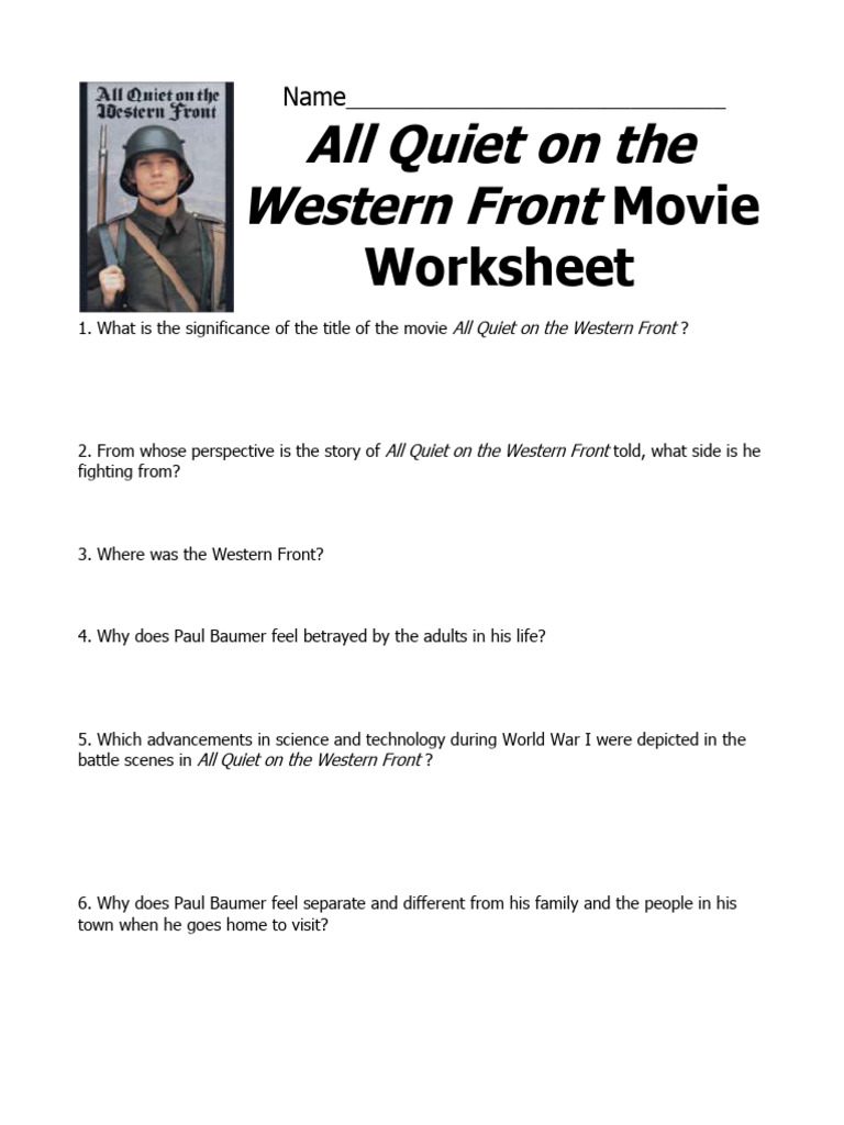 All Quiet on the Western Front Analysis | PDF