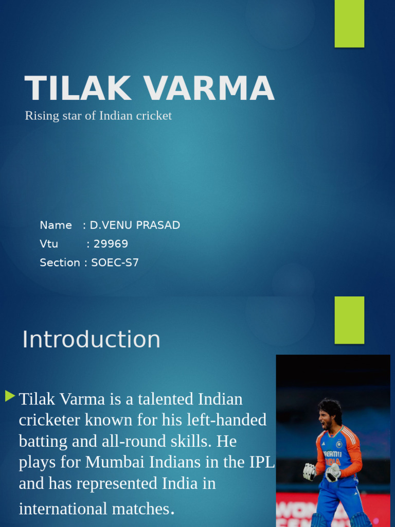 Tilak Varma Presentation | PDF