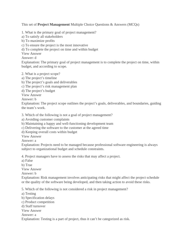 mcqs PM SEM-2 NEP 2025 | PDF | Project Management | Business