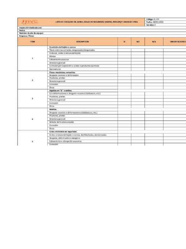 Check List Arnes | PDF