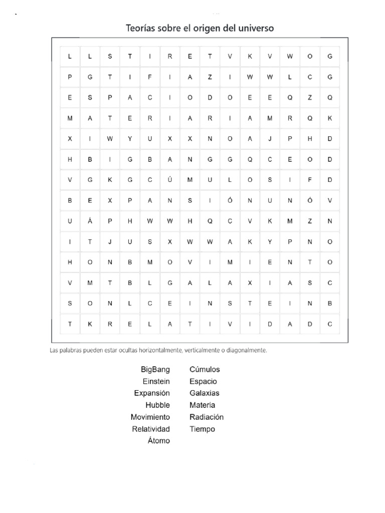 Sopa de Letras Universoo | PDF
