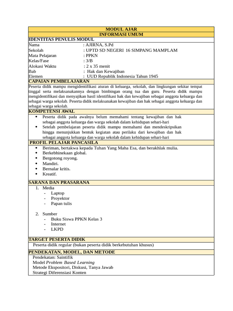 Modul Ajar PPG Ajirna | PDF