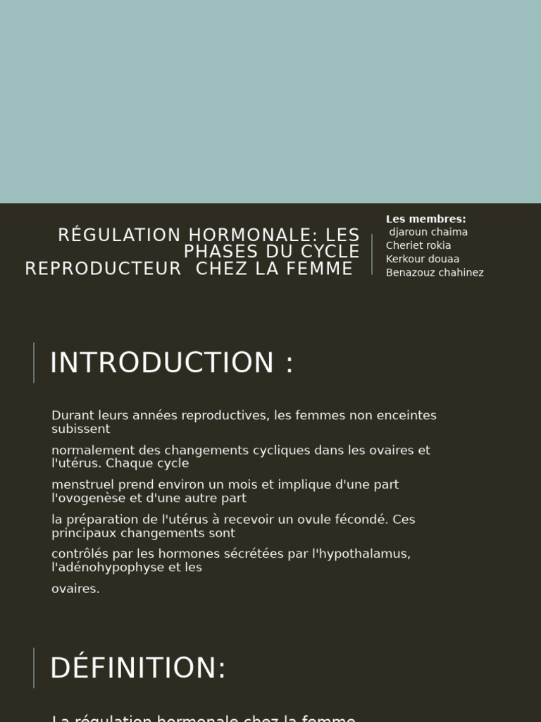 Régulation hormonale du cycle féminin | PDF | Cycle menstruel ...