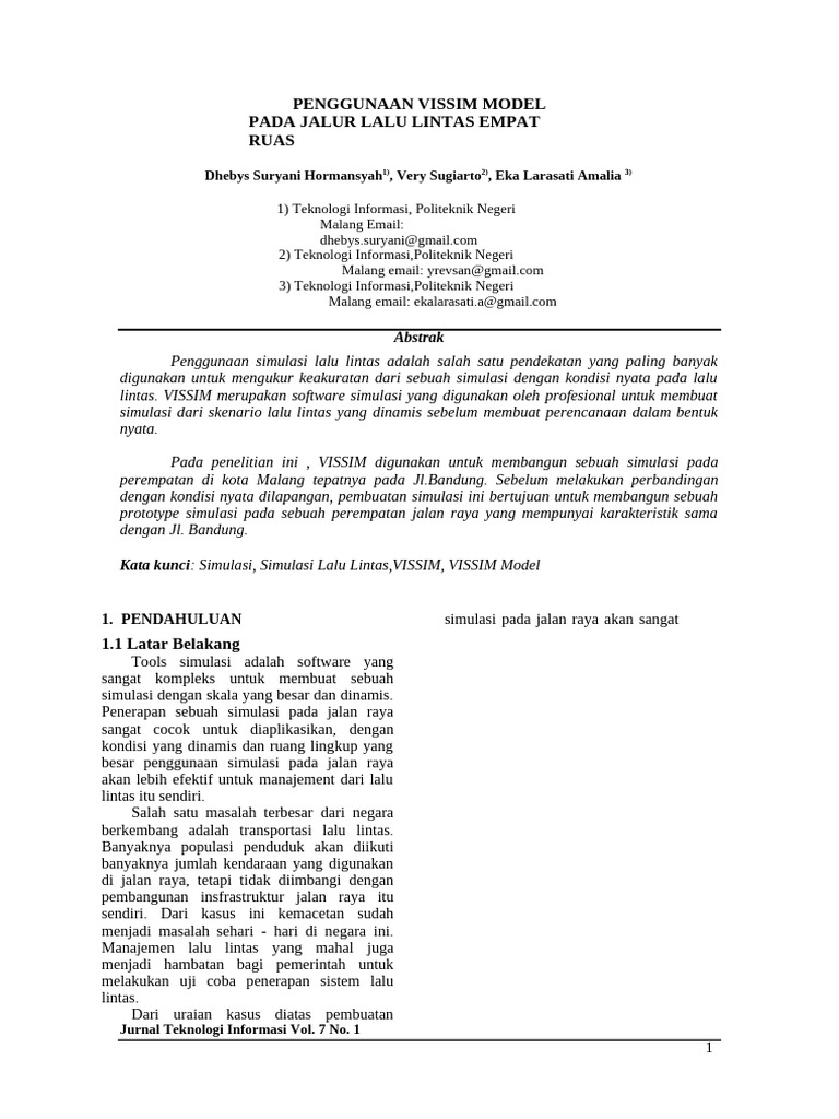 ID Penggunaan Vissim Model Pada Jalur Lalu | PDF