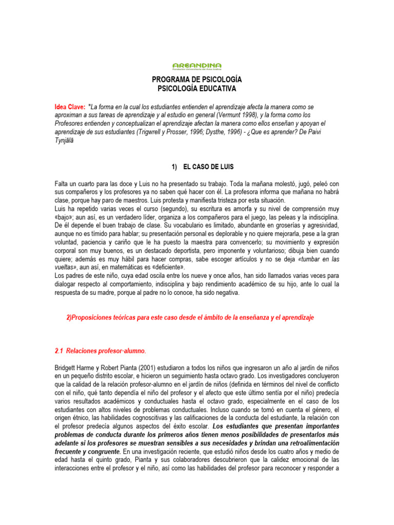 El Caso de Luis | PDF | Aprendizaje | Comportamiento