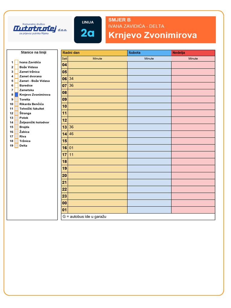 Vozni Red - 2a - 2134 - B | PDF