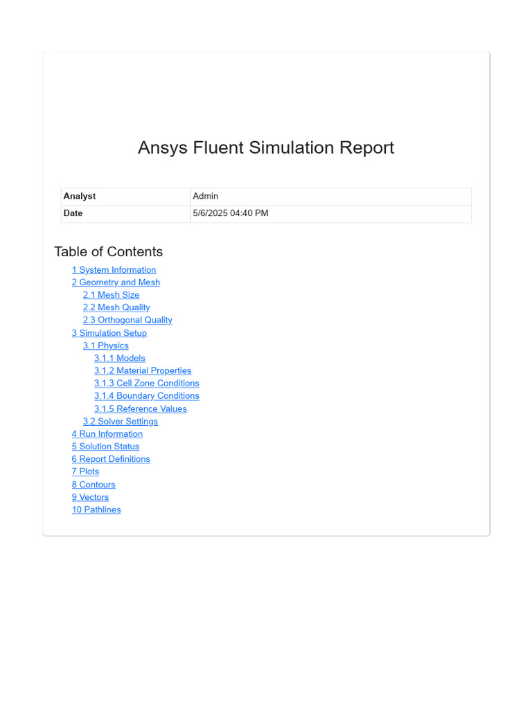 Ansys Fluent Simulation Report | PDF | Turbulence | Viscosity