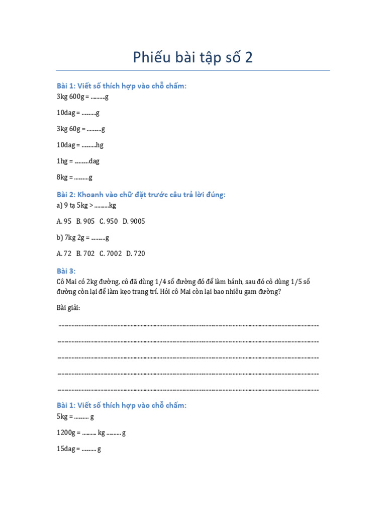 Bai Tap Tong Hop Toan 4 | PDF