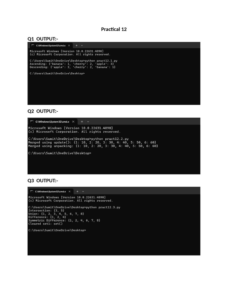 Practical 12 OUTPUT - Python | PDF