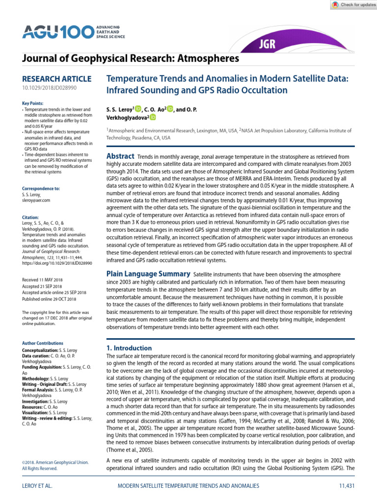 JGR Atmospheres - 2018 - Leroy - Temperature Trends and Anomalies in ...