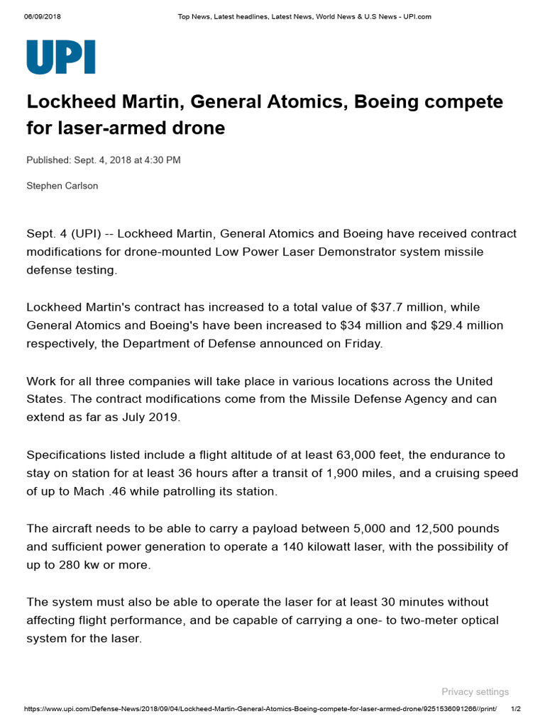 Compétition Entre Lockheed Martin, General Atomics Et Boeing Autour de ...