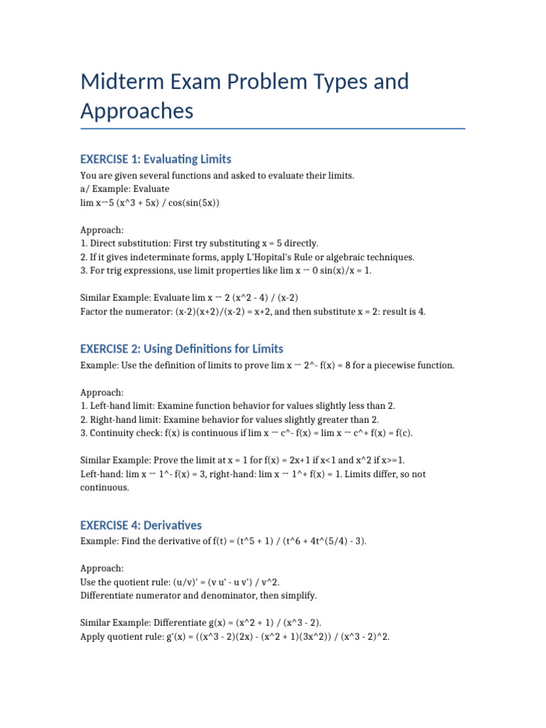 Expanded Midterm Calculus Tutorial | PDF | Analysis | Mathematical Analysis
