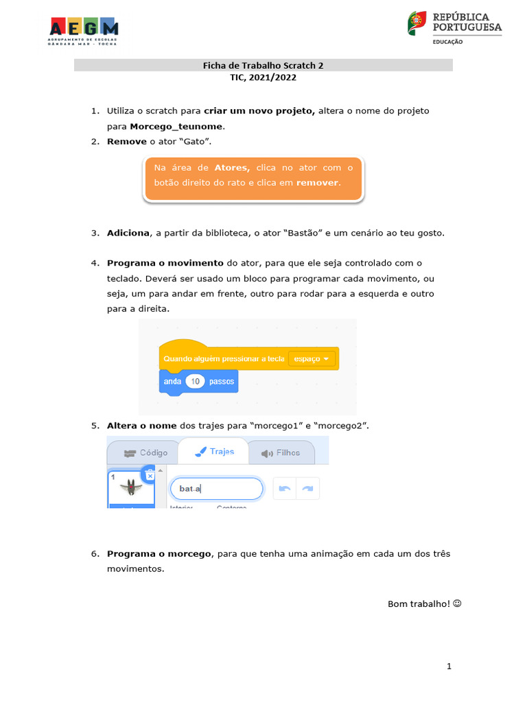 Ficha de Trabalho 2-Scratch | PDF