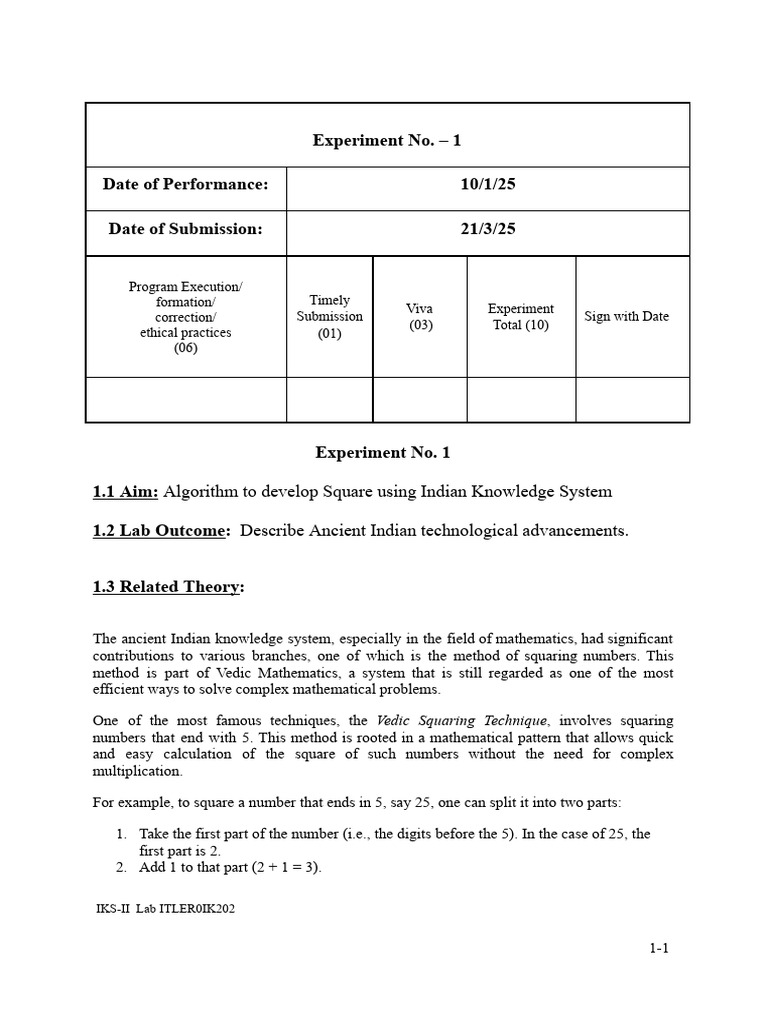 Vedic Mathematics: Squaring Technique | PDF | Mathematics | Multiplication