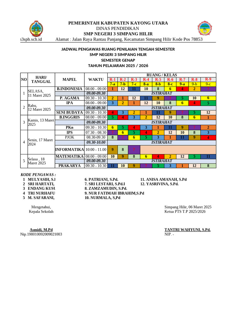 Jadwal Pts Genap 2025 | PDF