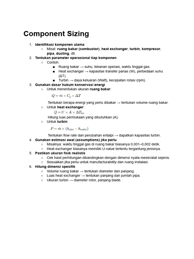 Component Sizing | PDF