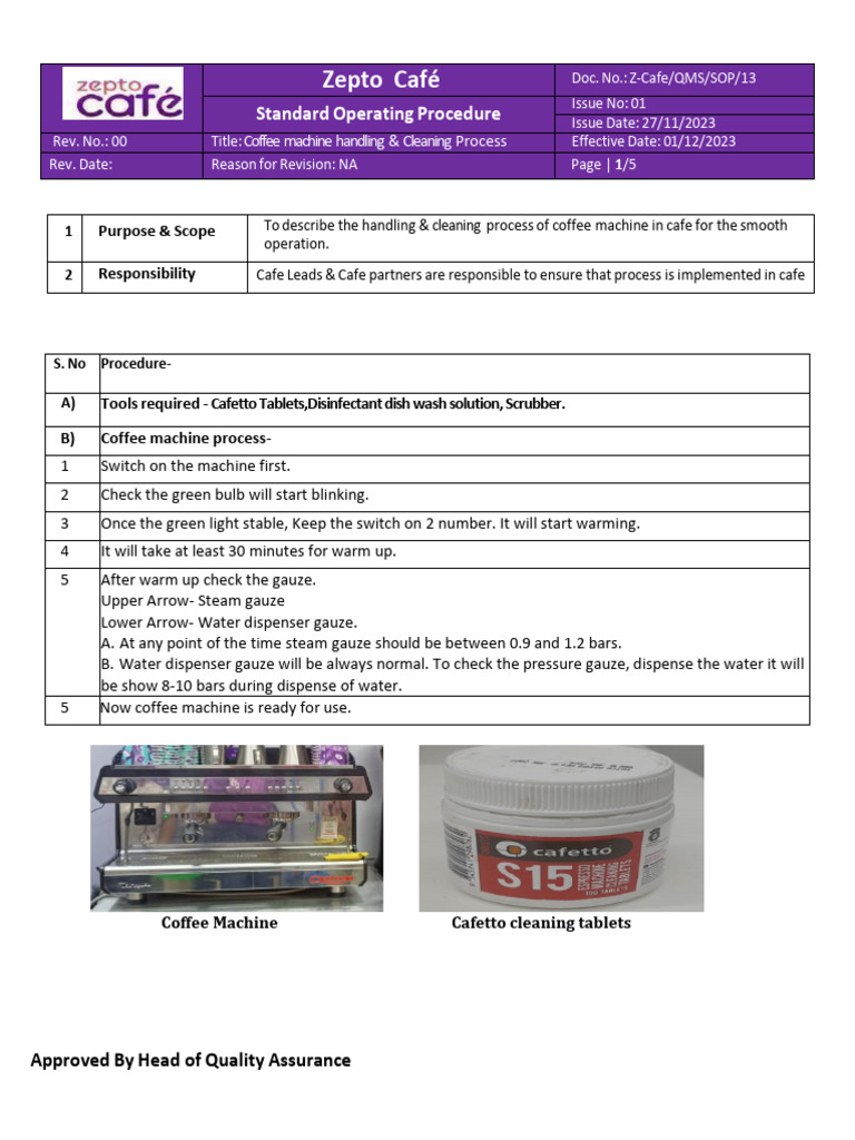 Coffee Cleaning and Handeling | PDF | Coffeehouse