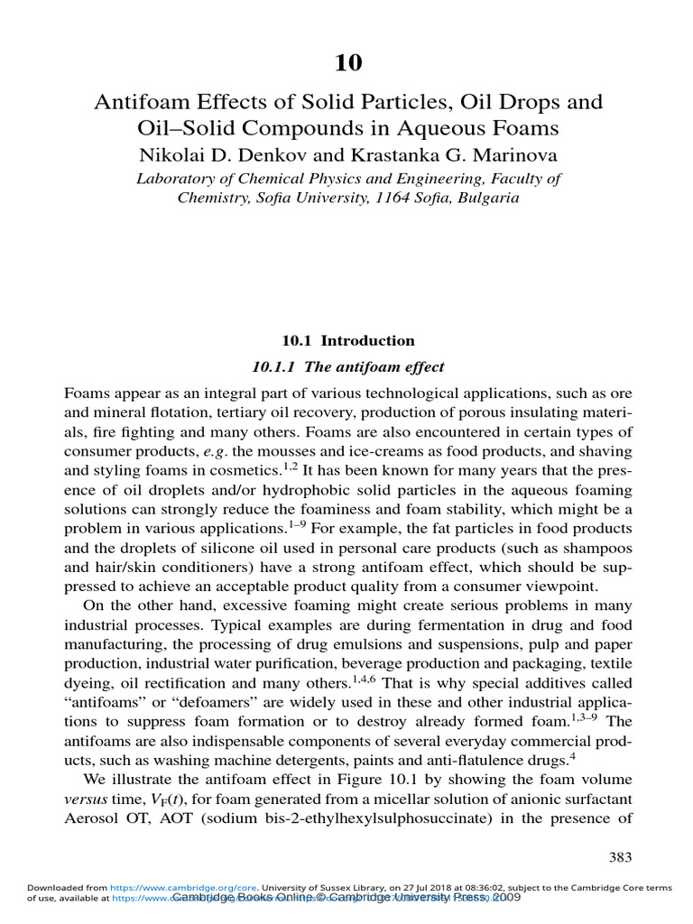 Antifoam Effects of Solid Particles Oil Drops and Oilsolid Compo | PDF ...