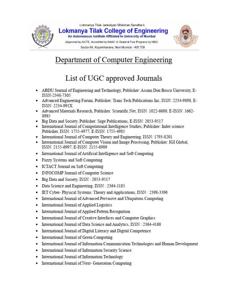 UGC Approved Computer Engineering Journals | PDF