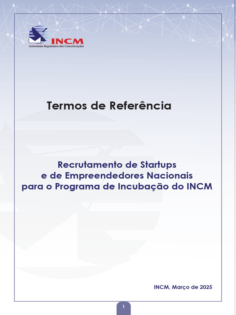 Incubação de Startups no INCM 2025 | PDF | Empresa Startup ...