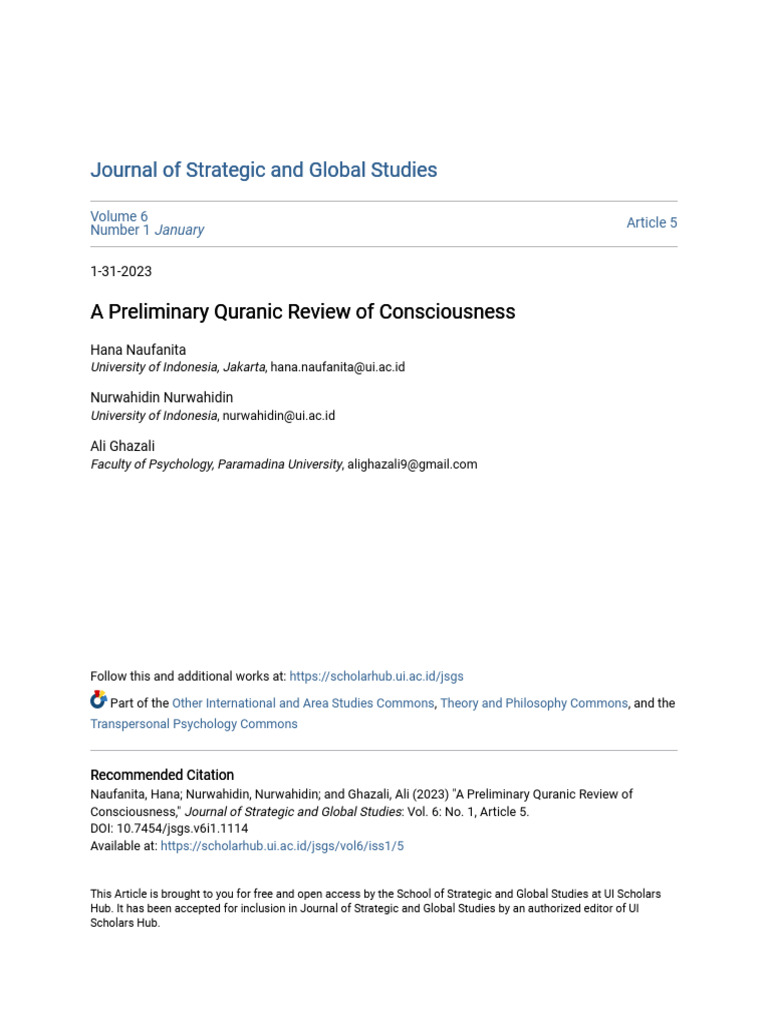 A Preliminary Review of Consciousness | PDF | Consciousness | Mind
