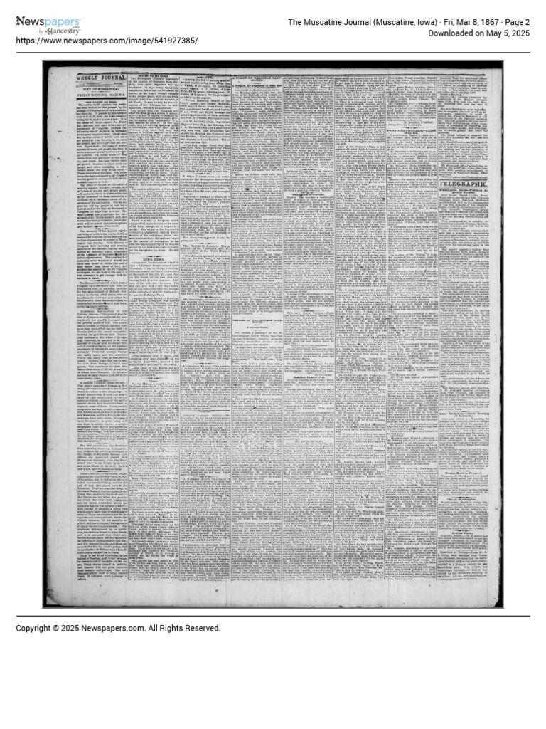 Muscatine Journal March 1867 Edition | PDF
