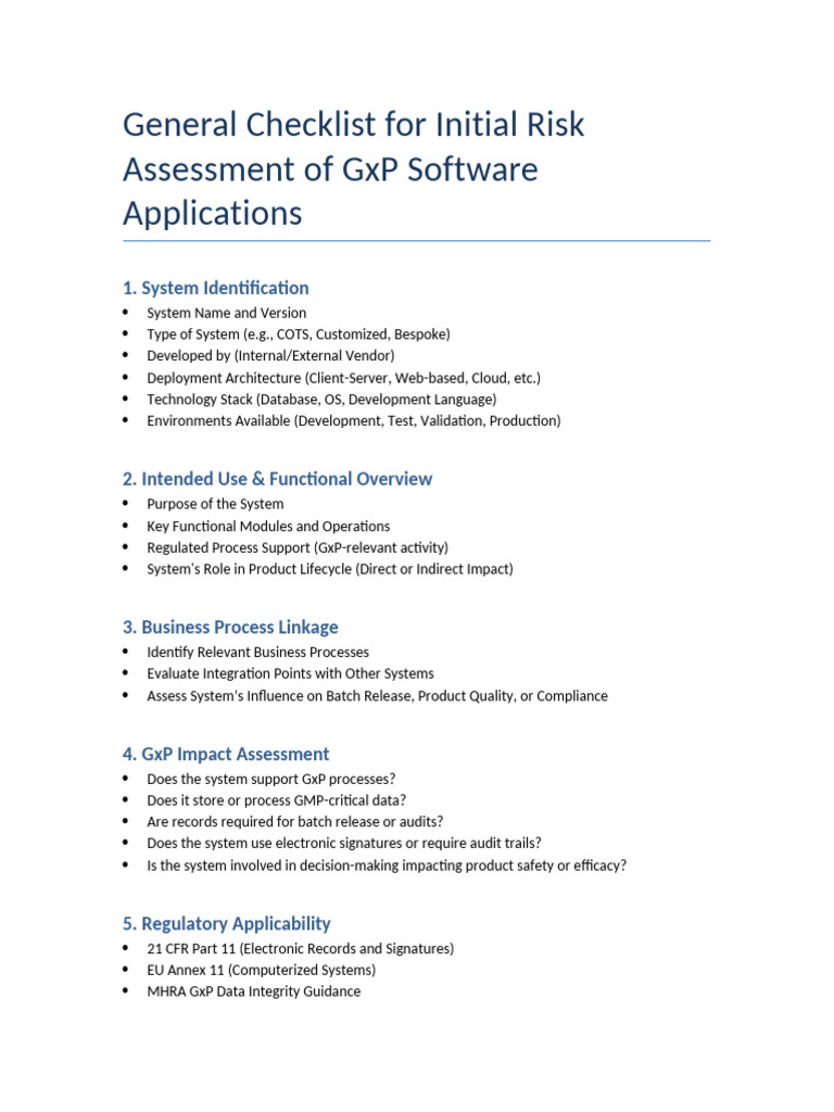 General IRA Checklist For Software | PDF | Verification And Validation ...