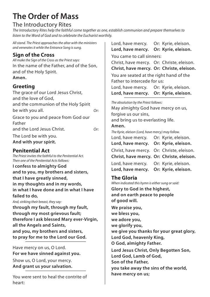 The Order of Mass | PDF | Mass (Liturgy) | God The Father