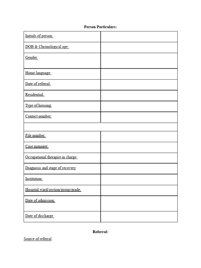 Icf Blank Case Study Ax Only 2 | PDF | Occupational Therapy | Medical ...