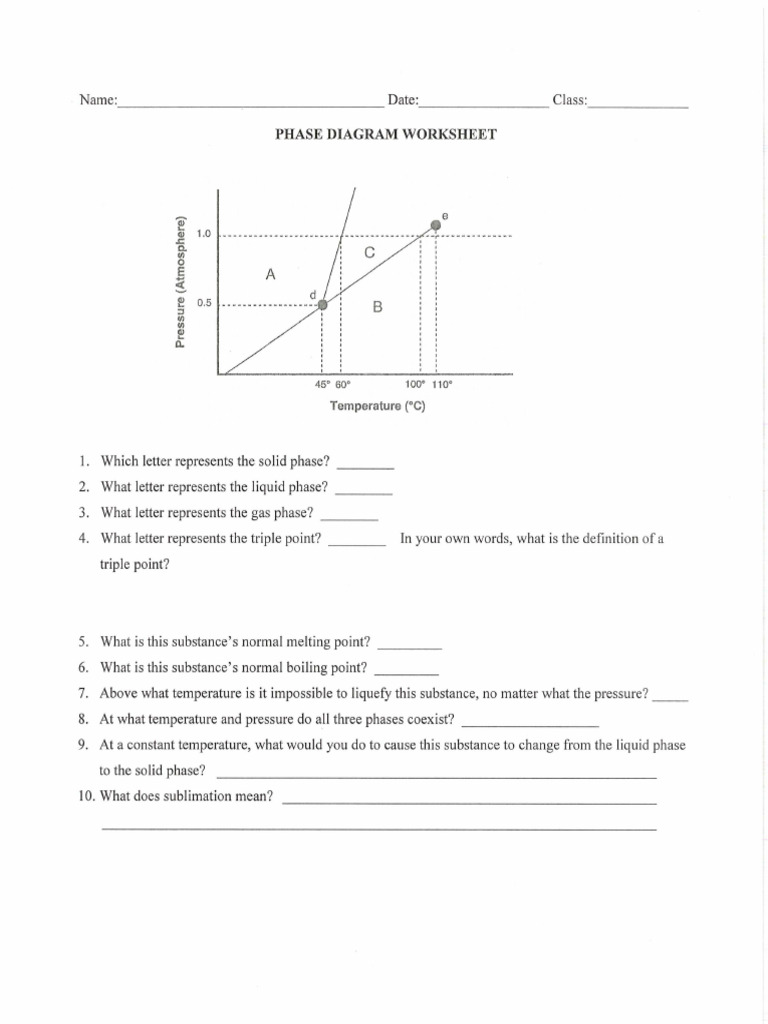 Phase Diagram Classwork | PDF | Phase (Matter) | Phase Diagram