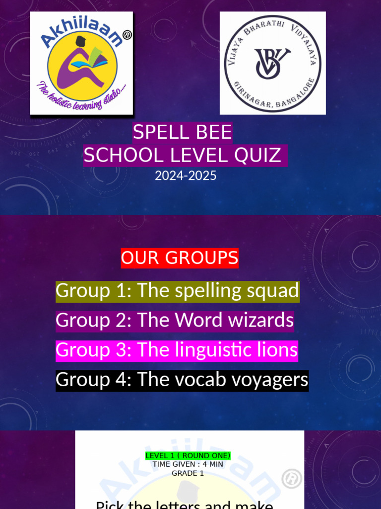 Spell Bee School Level Quiz 2024-2025 | PDF