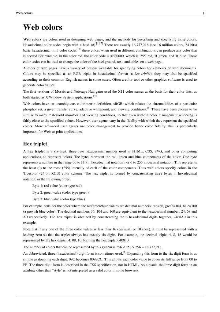 Web Colors: Hex Triplet | PDF | Communication Design | Cascading Style ...