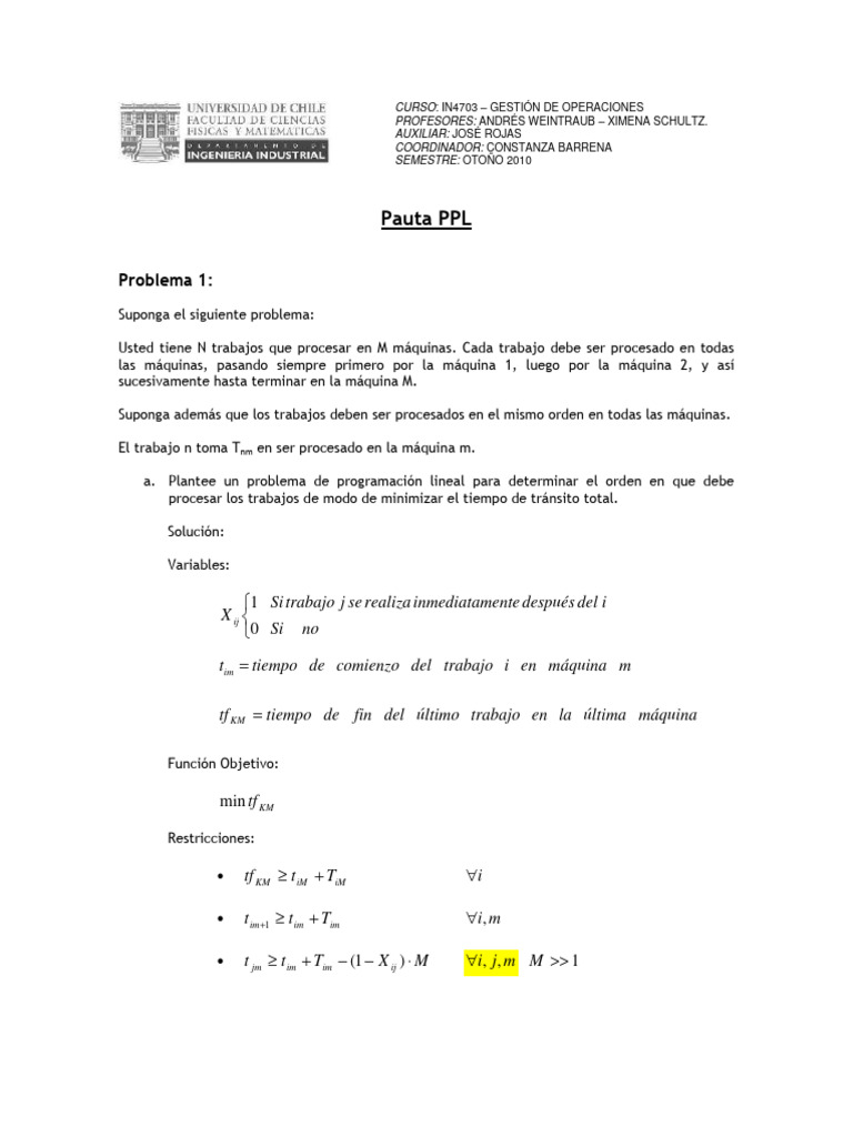 Pauta PPL Control N 1 | PDF