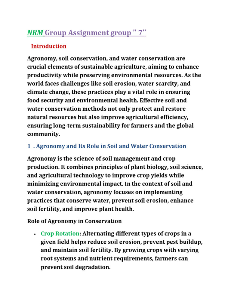 NRM Group Assignment Group | PDF | Soil | Agriculture