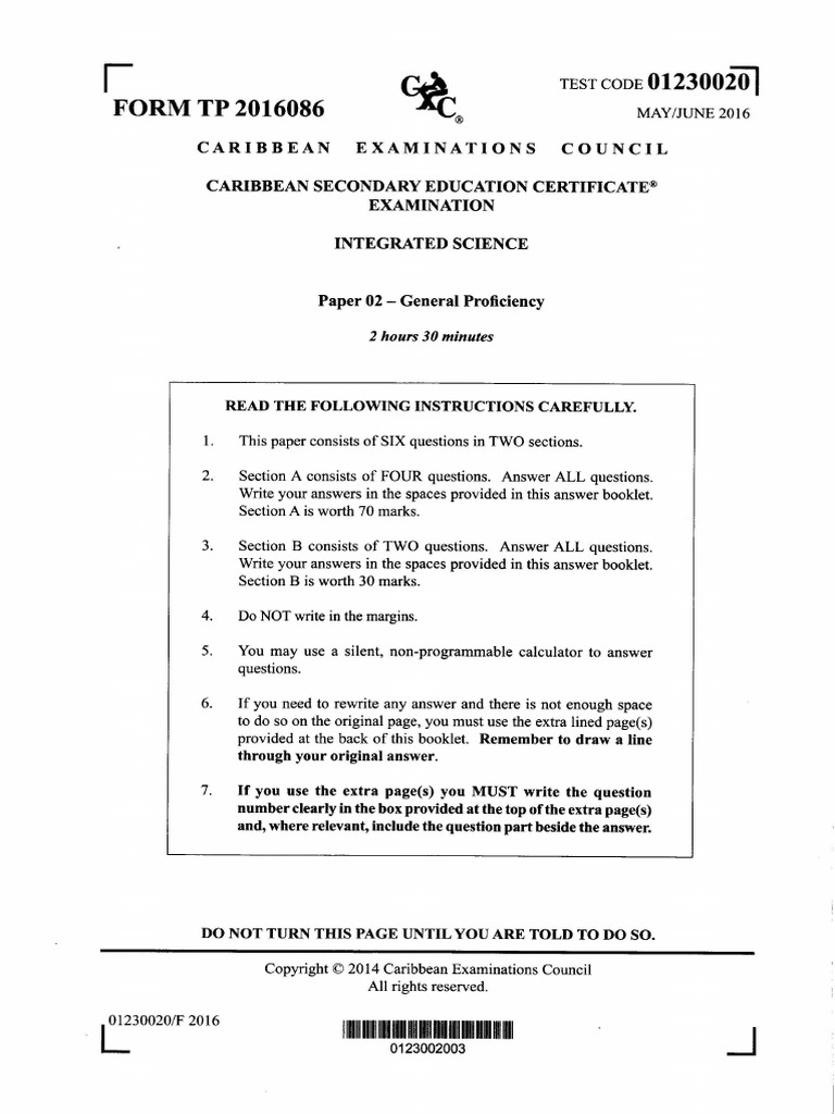 CXC Int Science May 2016 | PDF