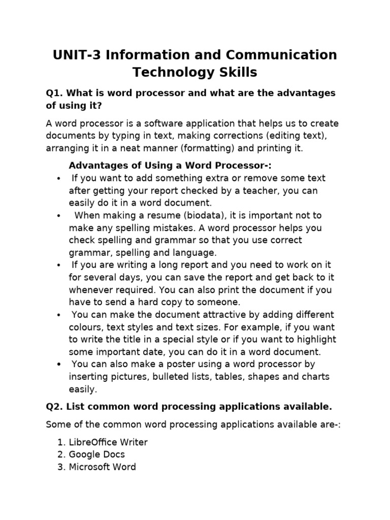 ICT Skills | PDF | Microsoft Word | Computer File