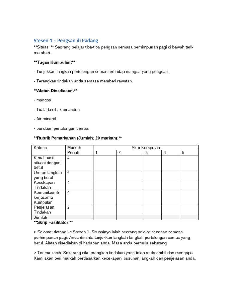 Langkah Pertolongan Cemas Pengsan | PDF
