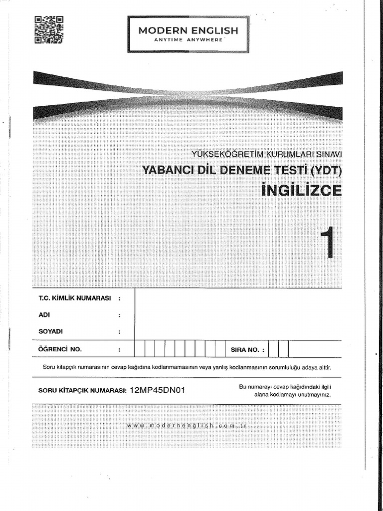 MODERN ENGILISH MASTER YDT 1 | PDF