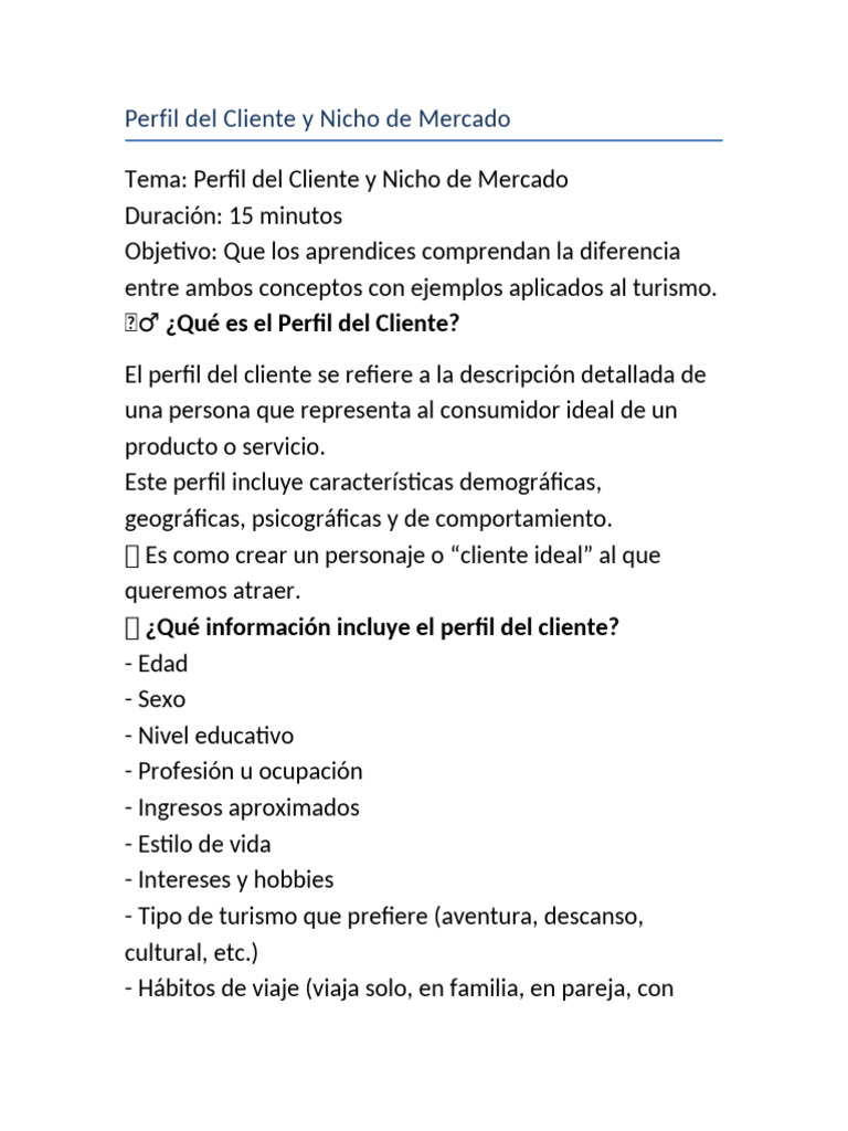 Contexto_Perfil_Cliente_Nicho_Mercado | PDF | Turismo | Cliente