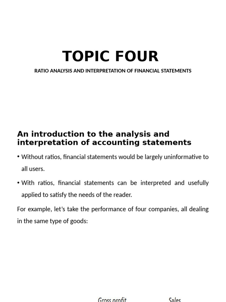 Topic Four - Ratio Analysis | PDF | Debt | Investing