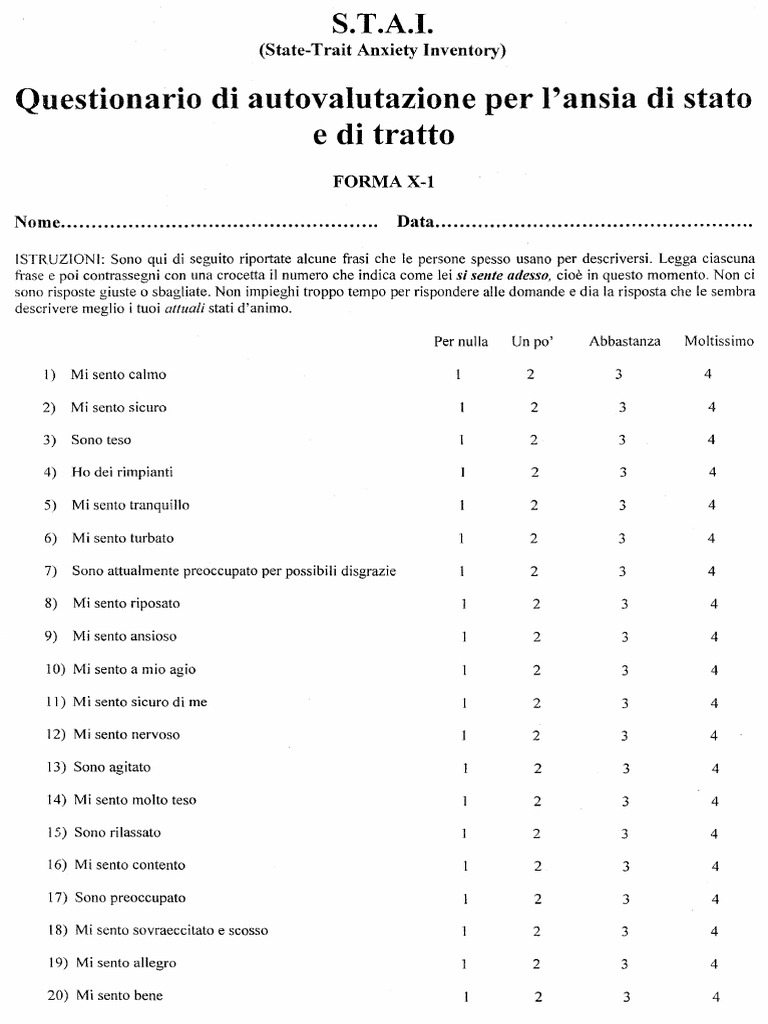 Stai Inventory | PDF
