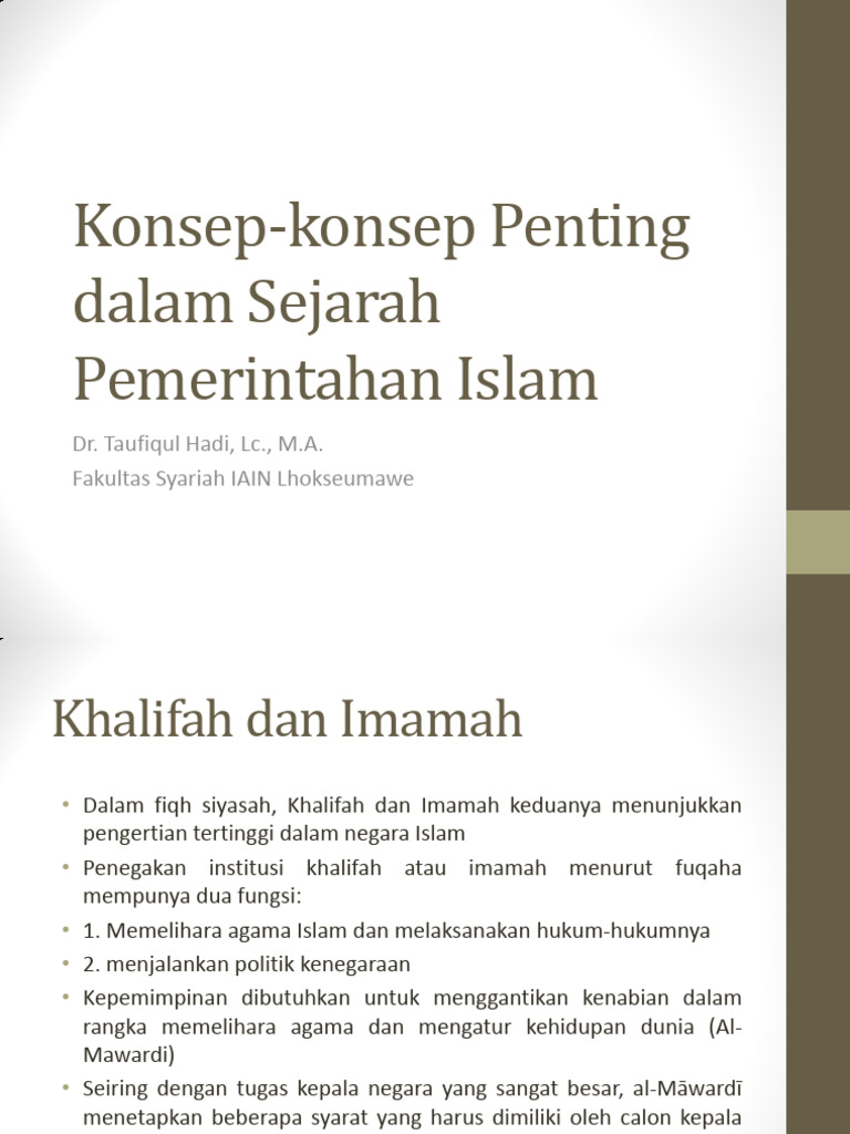Konsep-Konsep Penting Dalam Pemerintahan Islam | PDF