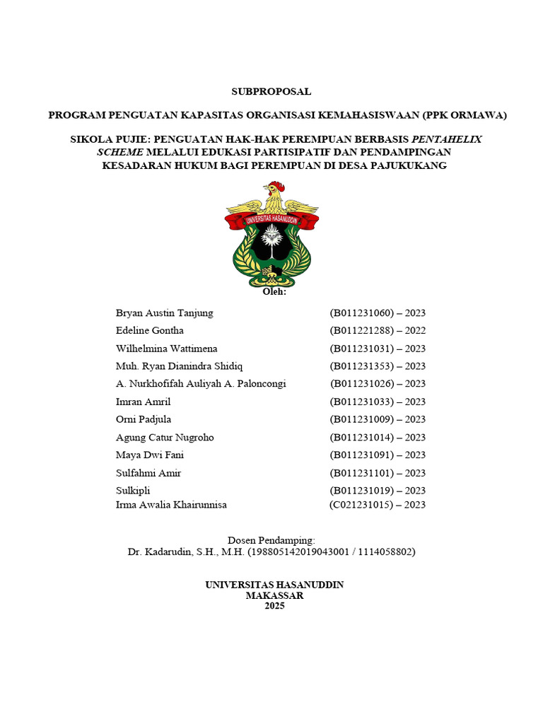 Subproposal PPK Ormawa 2025 - Lp2ki FH Uh Fix Fix | PDF