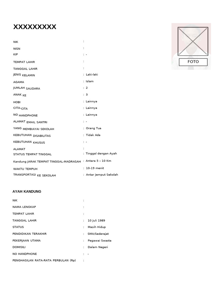 CONTOH PRINT OUT DATA SISWA DIEMIS | PDF