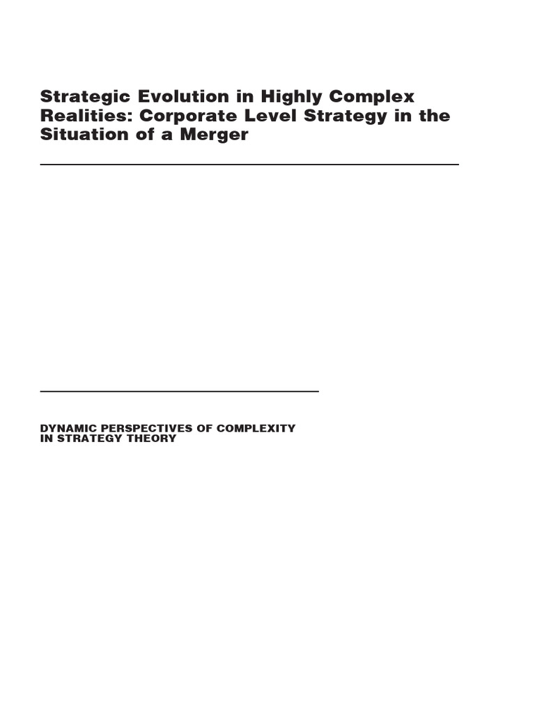Strategic Evolution in Highly Complex Realities Corporate Level ...