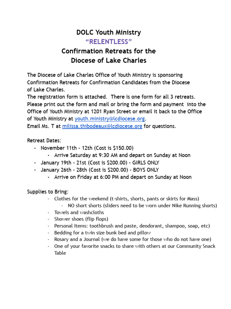 Confirmation Retreat 2023 | PDF | Health Care | Medicine
